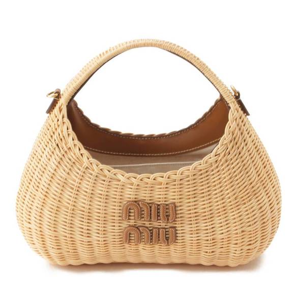 Miu Miu | Bags | Miu Miu Rattan Wonder Logo Handbag Wicker | Poshmark
